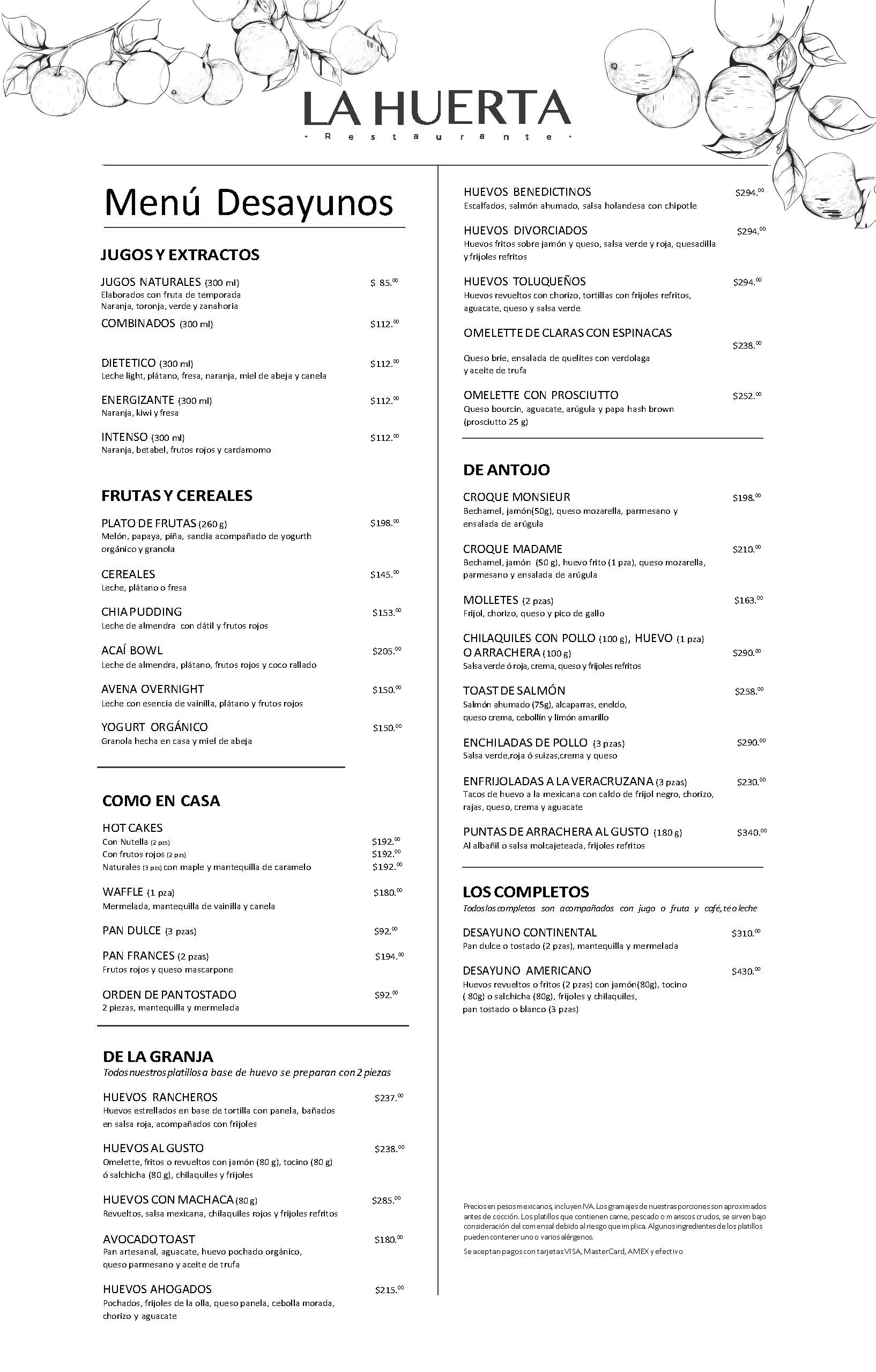 Menú de Punto de venta