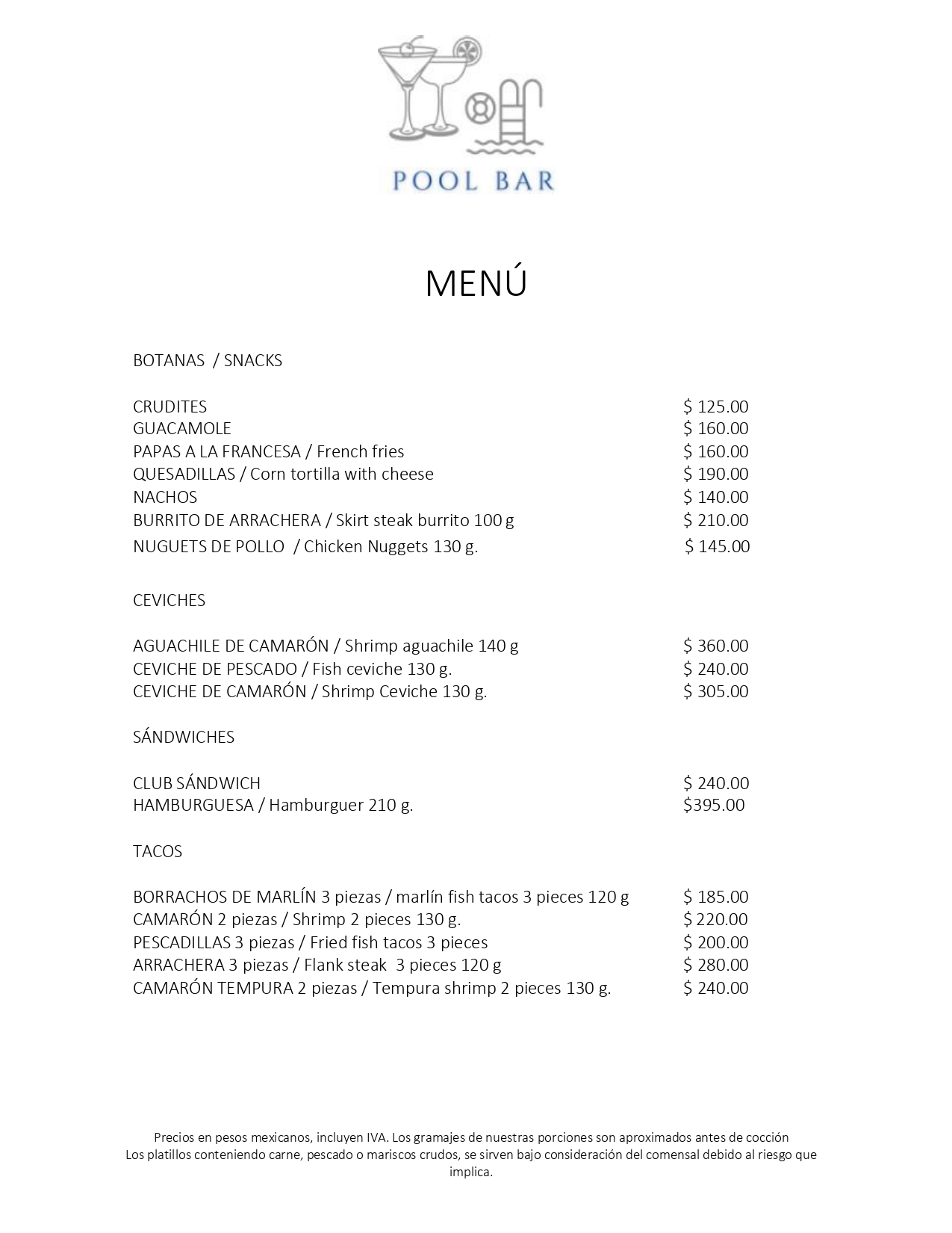 Menú de Punto de venta