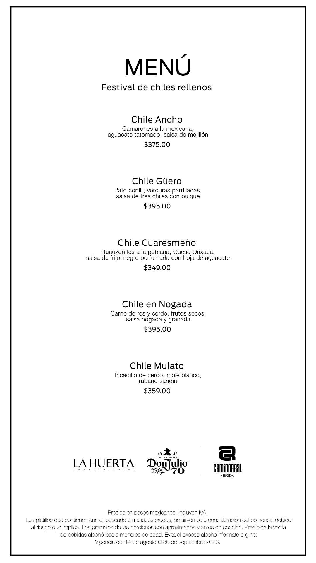 Menú de Punto de venta