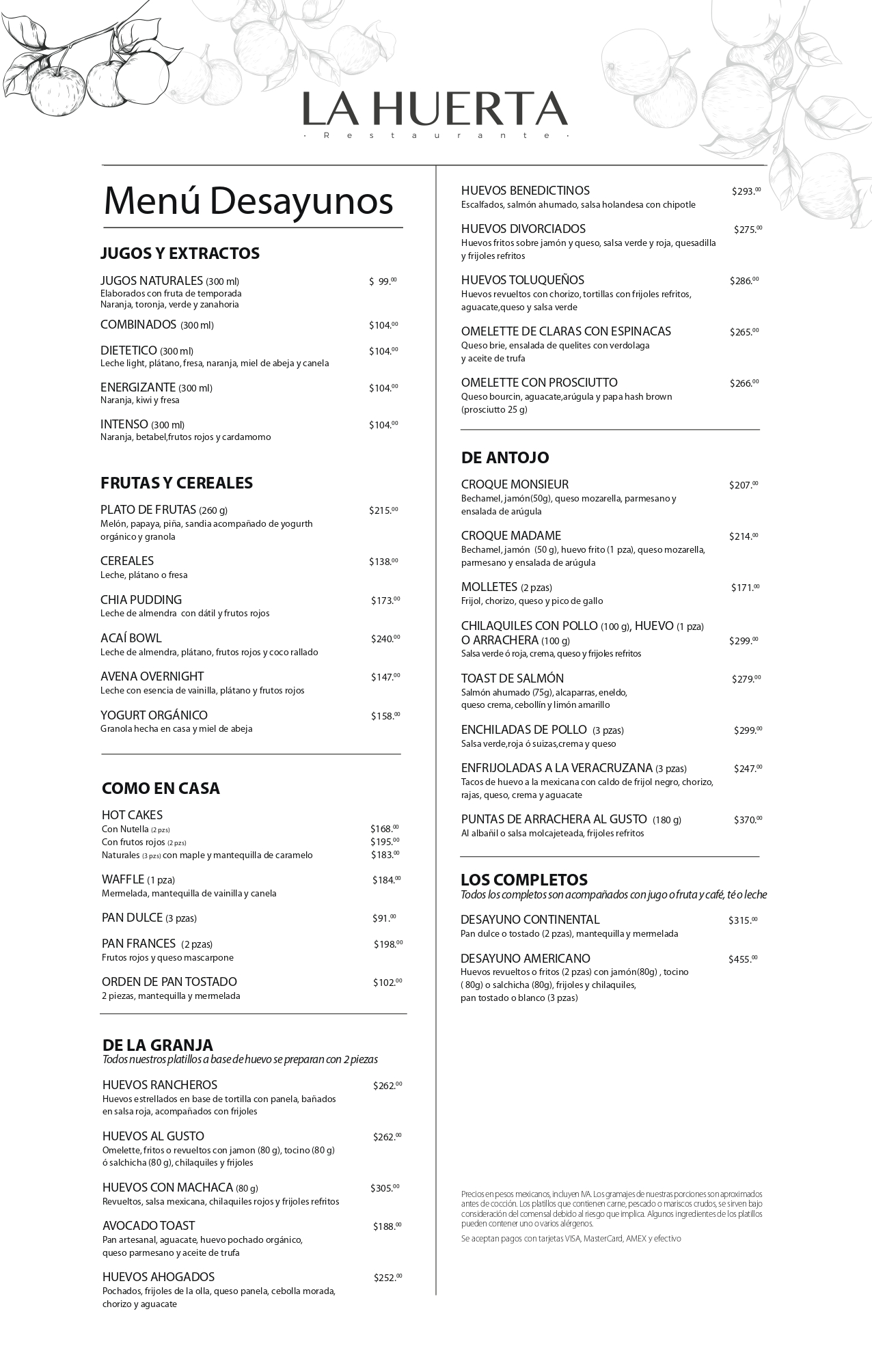 Menú de Punto de venta