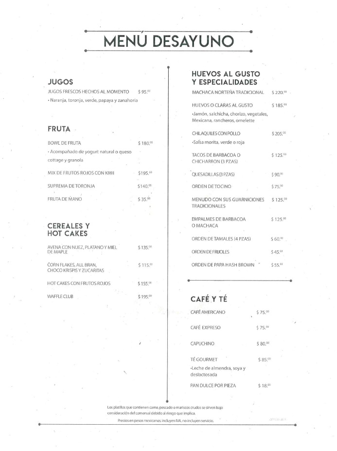 Menú de Punto de venta