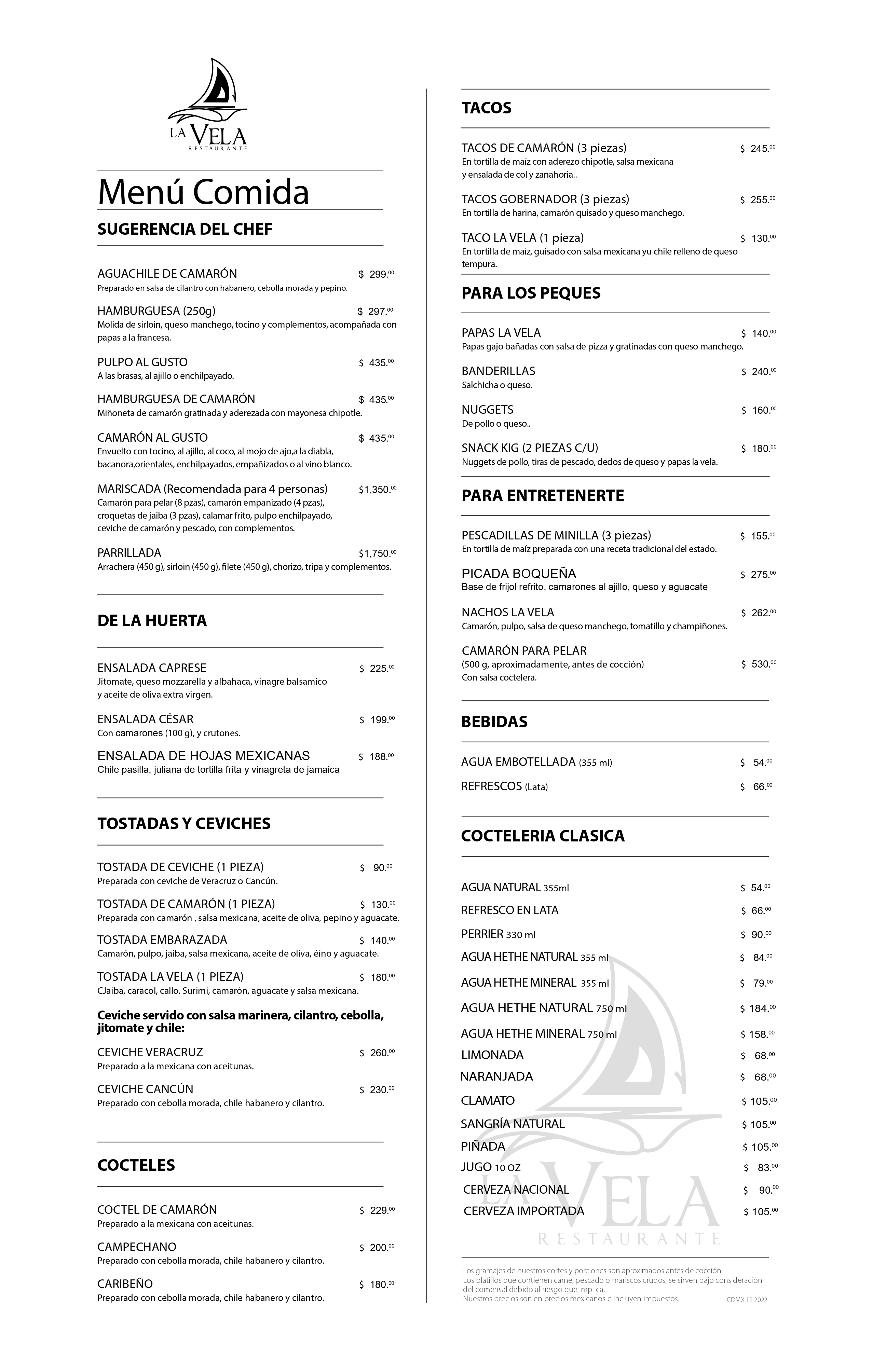 Menú de Punto de venta